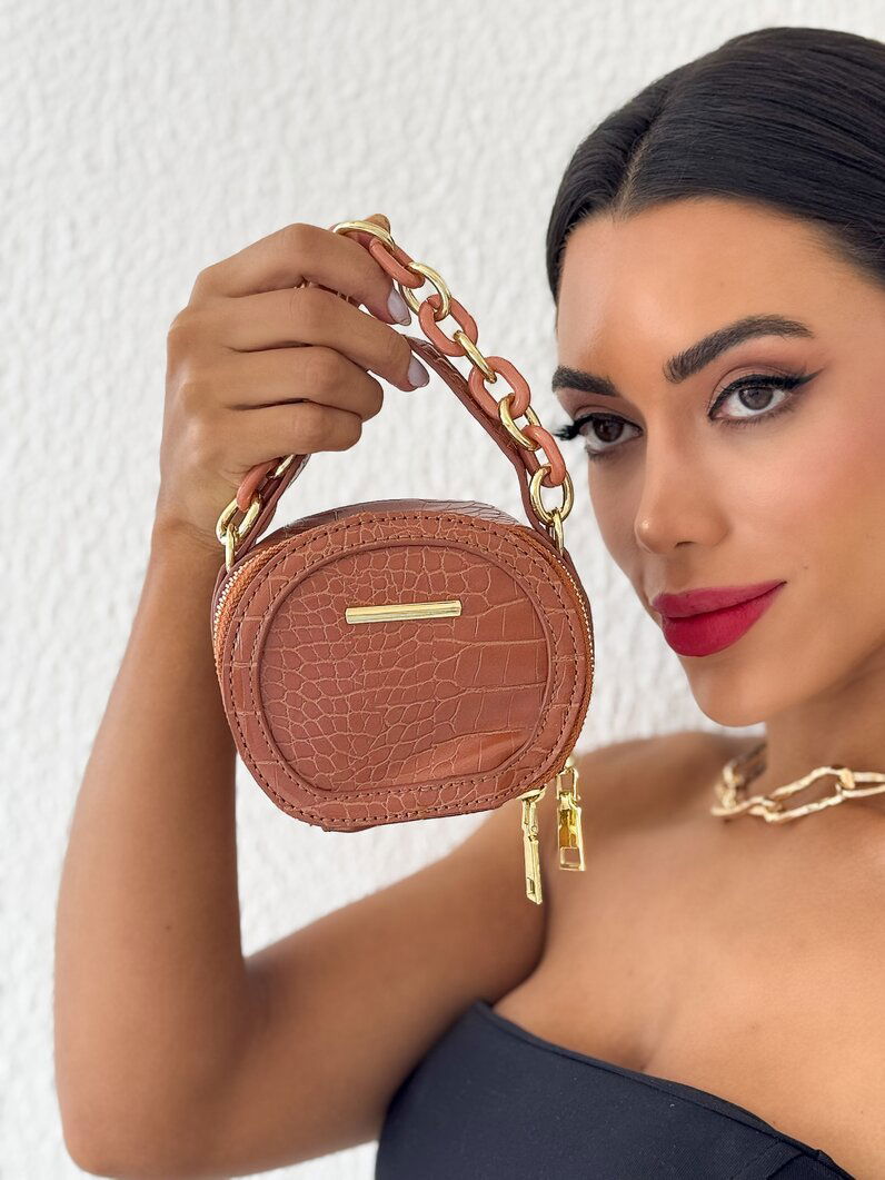 FB ACESSÓRIOS | Folheados e acessórios direto de fábrica - Mini Bolsa Ruby- Couro Marrom