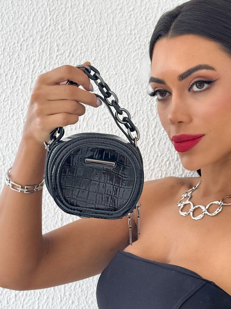 FB ACESSÓRIOS | Folheados e acessórios direto de fábrica - Mini Bolsa Ruby- Couro Preto