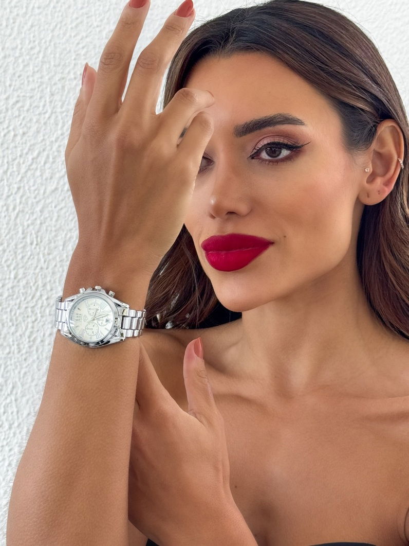 FB ACESSÓRIOS | Folheados e acessórios direto de fábrica - Relógio Celina Design Prata e Branco